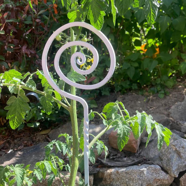 Set of 5 | Hand-forged Plant Stakes | Metal Trellis | Metal Garden ...