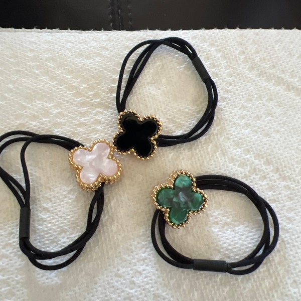 Elastic Rope Four Leaf Clover Hair Ties Hair Scrunchies Ponytail Holder ...