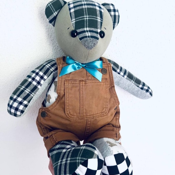 Keepsake Patchwork Memory Clothes Quote Shirt Bear Stuffed Plush Animal ...