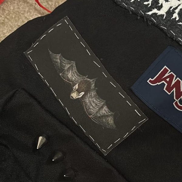 Fabric Sew on Bat Patch | Gothic Accessories Punk DIY Handmade Horror Patches | Medieval Vampire ...