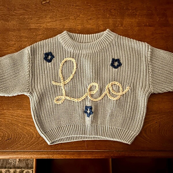 Custom Name Baby Sweater,personalized Hand Embroidered Baby Sweater ...