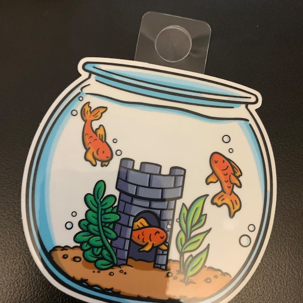 Fishbowl Clear Vinyl Sticker | Goldfish Sticker | Cute Pets ...