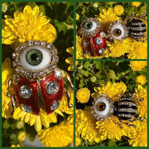 Sea Urchin Wink - Gold Tone Eyeball Brooch Pin - Etsy