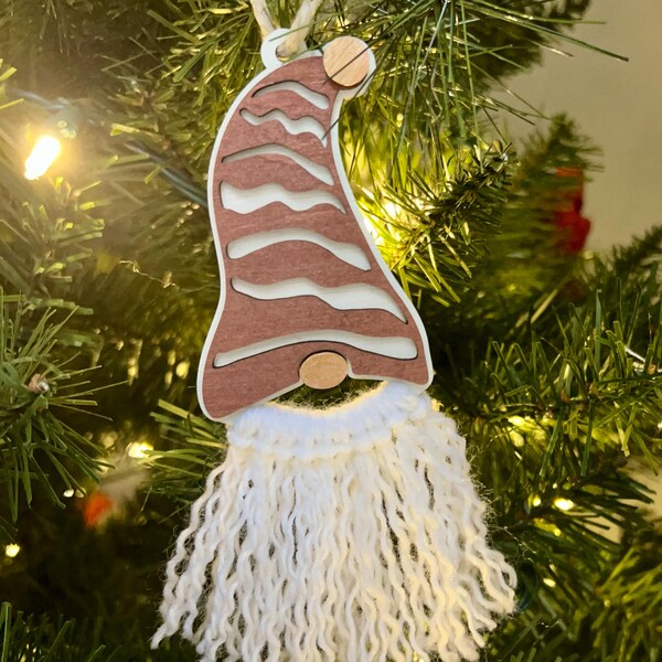 Gnome Ornament Macramé Beard | Gnome Ornament SVG | Christmas Gnome ...