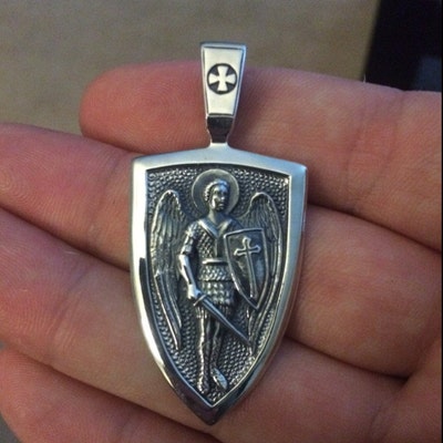 Archangel St.michael Protect Me Saint Shield 925 Sterling Silver ...