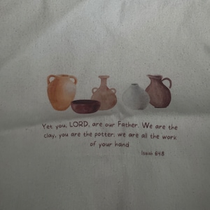 We Are the Clay Canvas Scripture Tote Bag, Christian Tote Bags ...
