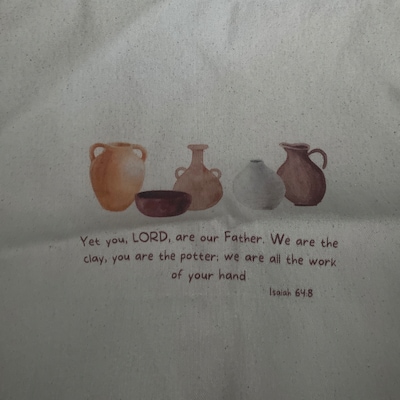 We Are the Clay Canvas Scripture Tote Bag, Christian Tote Bags ...