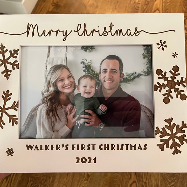 Merry Christmas Holiday Frame Personalized, Gift Picture Frame, Custom ...