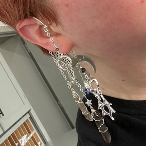 Luna Moth Ear Cuff With Blue Quartz, No Piercing Earrings, Fantasy Ear ...