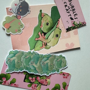 Frog Stack Bookmark Frog Art Cute Bookmark Laminated Cottagecore Book ...