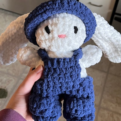 Crochet Baby Bunny in Hat and Overalls Plushie PATTERN - Etsy