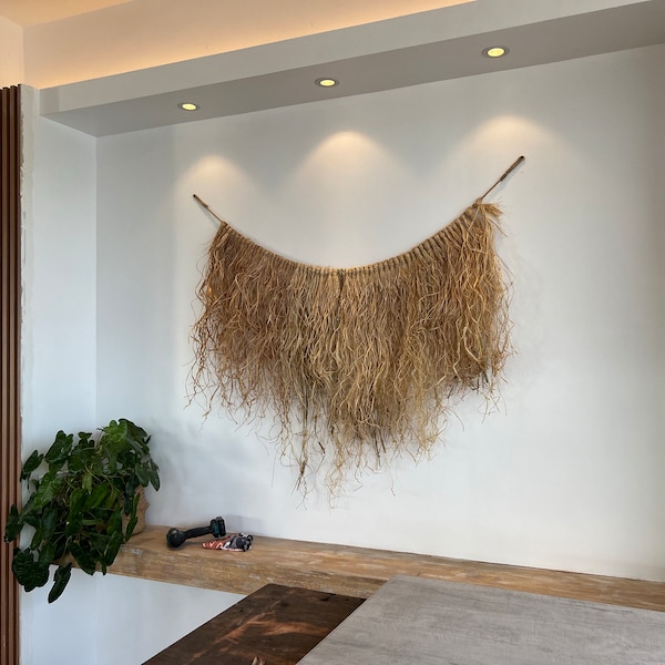 Large Raffia Wall Backdrop | Bohemian Bedroom Tapestry | Natural Living ...