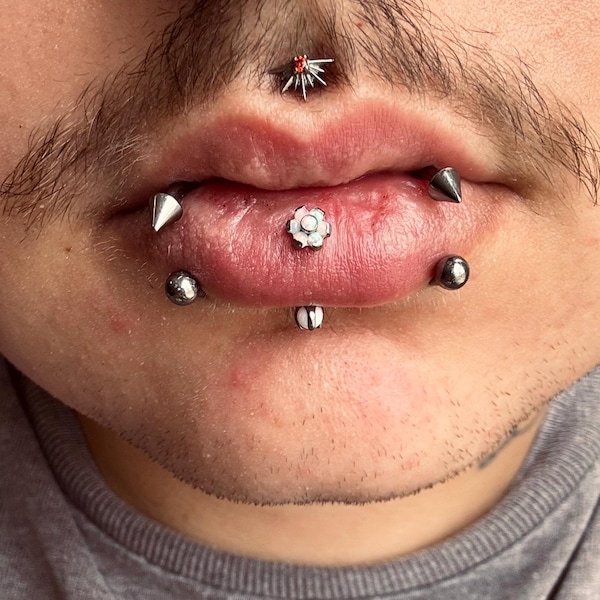 Large Spike Vertical Labret Jewelry, Angel Fangs Piercing Curved ...