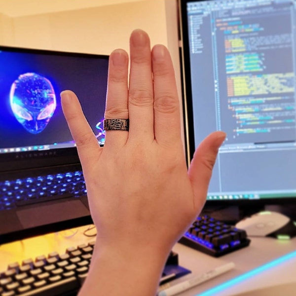 Circuit Board Wedding Band, Computer Science Engagement Ring, PC Board ...
