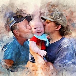 Painted Family Portrait, Loss of Father Gift for Daughter, Memorial ...