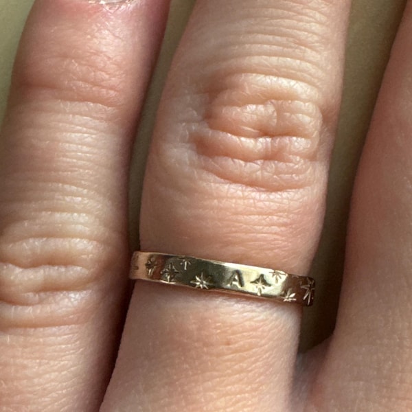 Celestial Band Ring, Personalized Band Ring, Moon and Stars Ring ...
