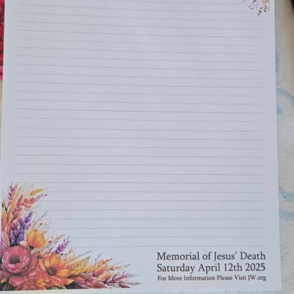 JW Letter Writing Paper Digital Download Lined Website Sparrow Berries ...