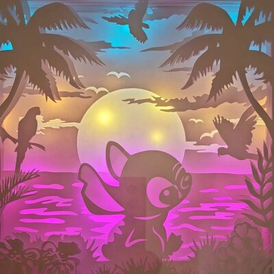 Stitch 2 Paper Cut Light Box Template Files, Shadow Box, 3D Papercut ...