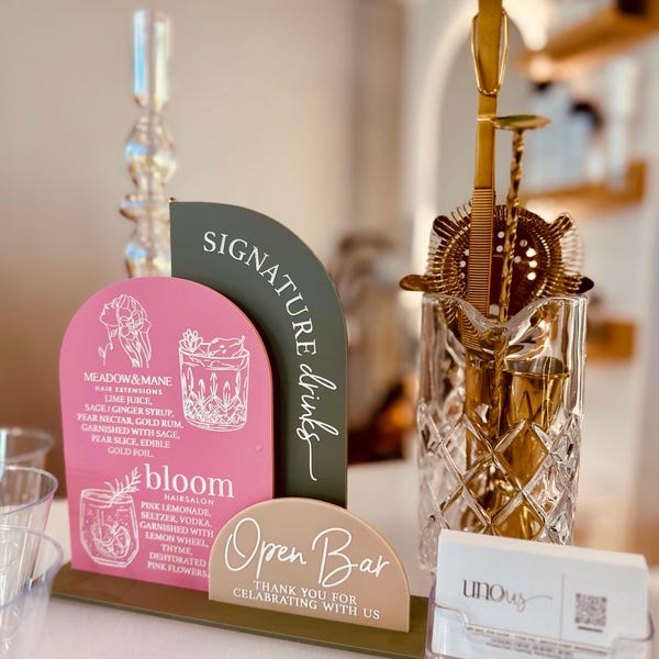 Wavy Signature Drink Bar Menu Sign, Signature Cocktails Personalized ...