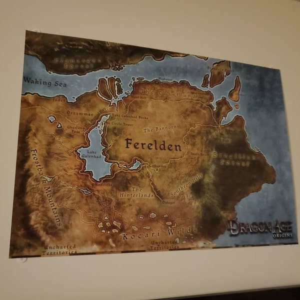 Dragon Age Origins, Fereldan Map, High Quality, A3, A2 or A1 Prints ...