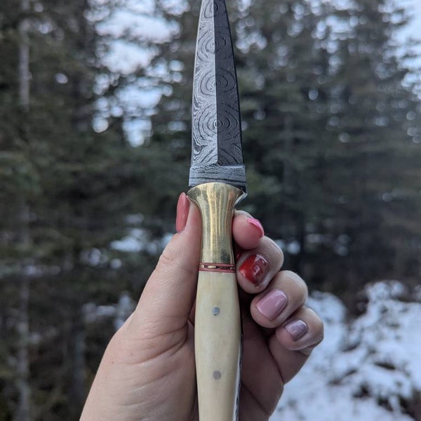 Handmade Double Edged Boot Knife , Damascus Best Hunting Knife ...