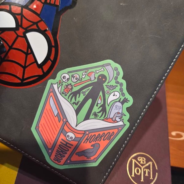 Horror Book Decal, Scary Book Club Sticker, Library Sticker, Reading ...