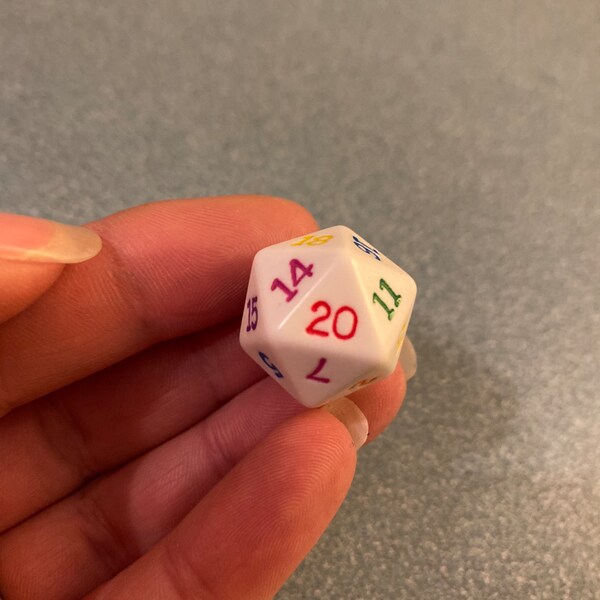 D20 (twenty Sided) Polyhedral Die White With Rainbow Colors - RPG Tool ...