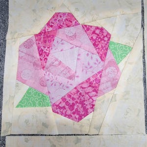 Rose Paper Pieced Quilt Block Pattern: 8" Flower Design (PDF Download ...