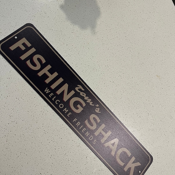 Fishing Shack Sign, Personalized Welcome Friends Fisherman Name Gift ...