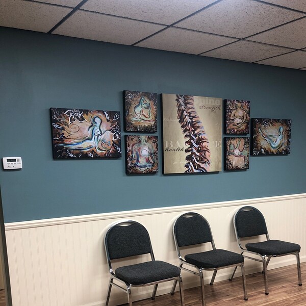 Chiropractic Wall Artwork Set Of 7 Complete Set Includes Spine Art