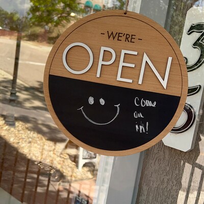 Reversible Open Sign / Be Back Soon Sign / will Return Sign / Clock ...