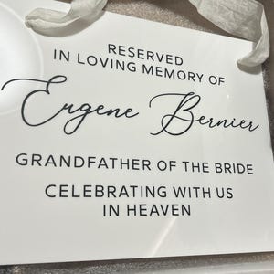 Acrylic Reserved in Loving Memory of Sign Reserved Seat Sign in Memory ...