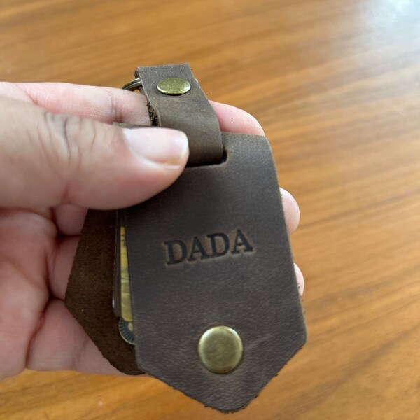 First Time Dad Gift, Leather Keychain Personalized With Photo and Name ...