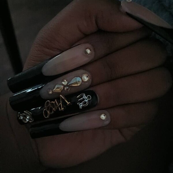 XXXL Square Candy Press on Nails Pink Extra Long Nails Custom Occasion ...