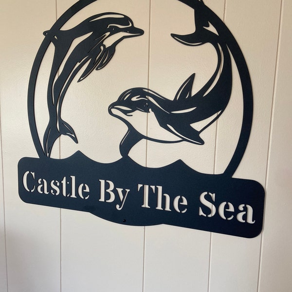 Metal Dolphin Sign, Personalized Metal Monogram-family Name Sign-lake ...