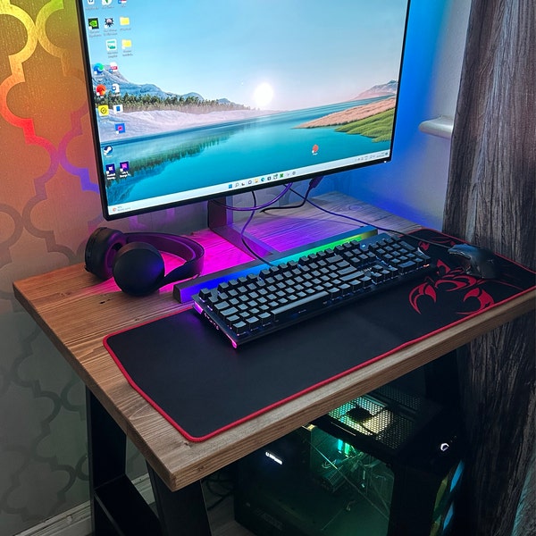 Rustic Gaming Desk: Solid Reclaimed Wood, Heavy Duty Steel Legs - Etsy