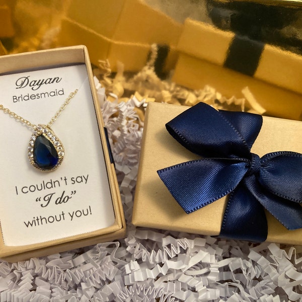 Custom Navy Wedding Jewelry Set, Bridesmaid Gift, Navy Earrings ...