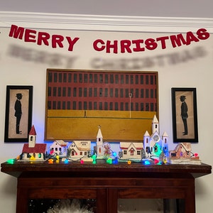 Merry and Bright Garland/ Christmas Garland/ Felt Ball Garland/ Holiday ...