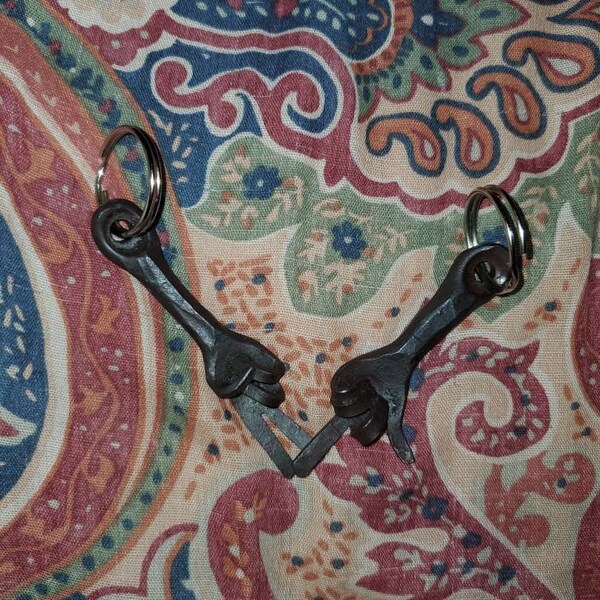 Blacksmith Forged Hand Gesture Keychain | Peace Sign, Middle Finger ...