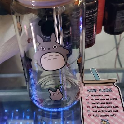 Totoro Glass Cup Cute Sprite, Soot Sprite, 16oz. Beer Can Glass W ...