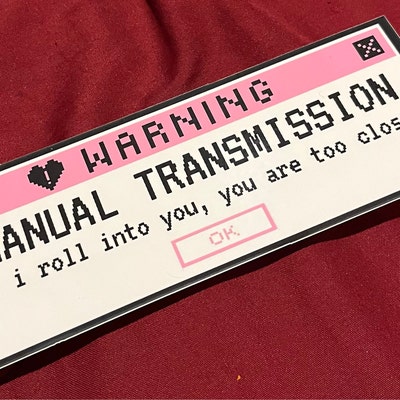 MANUAL CAR WARNING Stick Shift Manual Transmission Glossy Car Decal ...