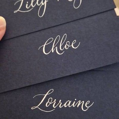 Luxury Handwritten Calligraphy Place Cards Navy Place Cards Modern ...