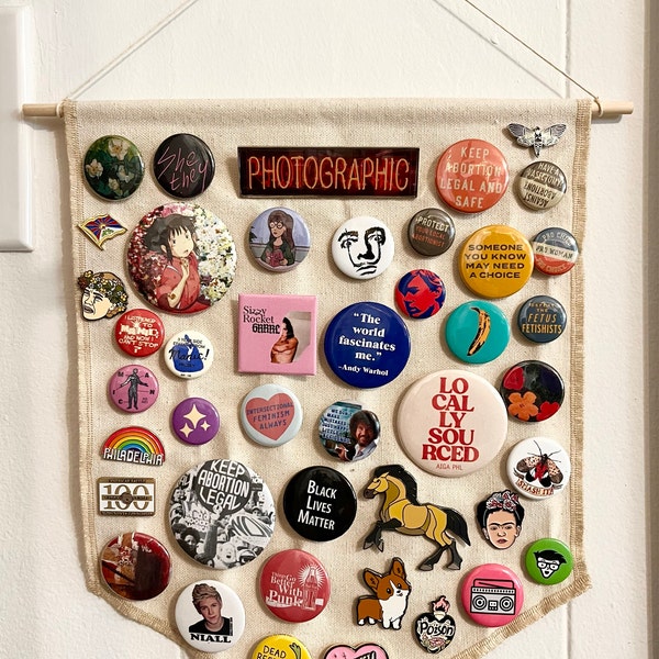 Large Pin Display, Pin Badge Display, Canvas Pennant, Enamel Pin ...