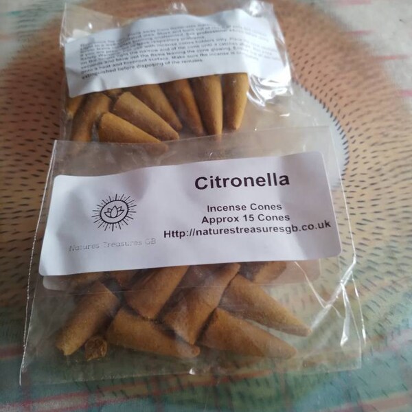 Citronella Incense Cones 15 Cone Packet Insect Repellent Cleansing ...
