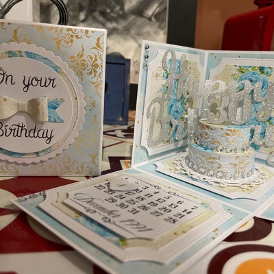 Birthday Exploding Box Birthday Card With Cake 3d Cake Pop up Card ...