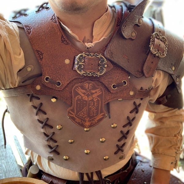 Costume Leather Set Larp Ranger, Pauldrons Gorget Bandolier Bracers ...