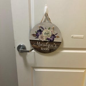 Watercolor Flowers Name Room Door Sign for Senior Living, Assisted ...