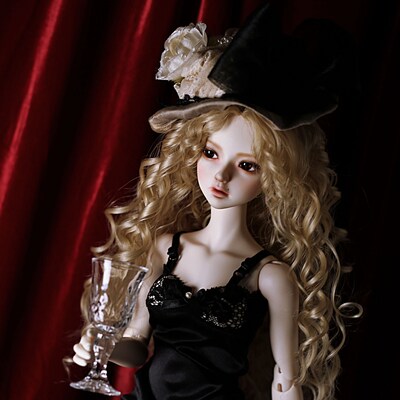 BJD 1/3 Victorian Classic Fleece Top Hat With Stripe Silk Ribbon Brown ...