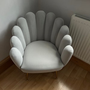 Pink Velvet Shell Chair With Gold Legs Art Deco Scalloped Bedroom Style ...