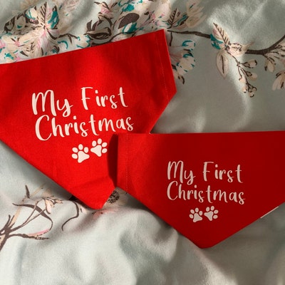RED My First Christmas Dog Cat Bandana Neckerchief Bandana for - Etsy